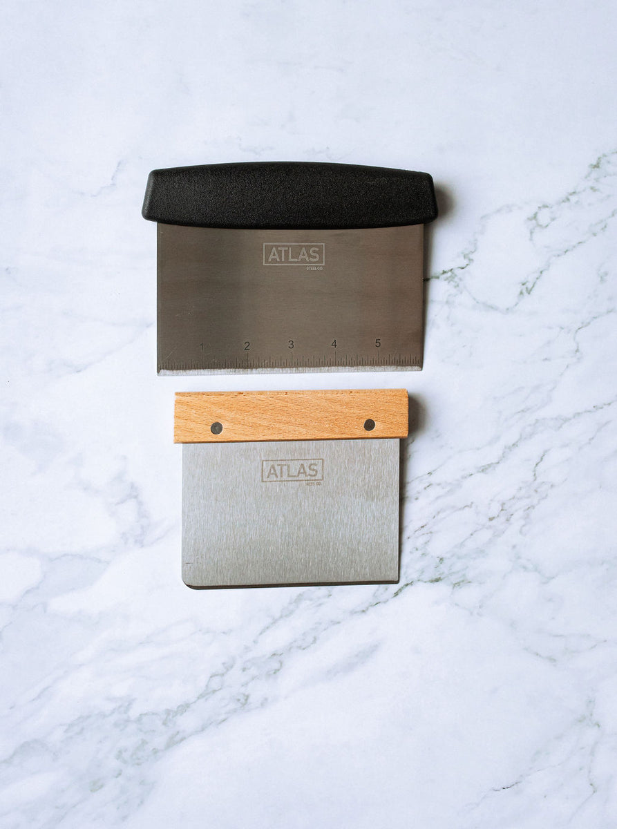 Wood Handle Bench Scraper - Ideal for Dough and Cleanup – Atlas Steel Co.